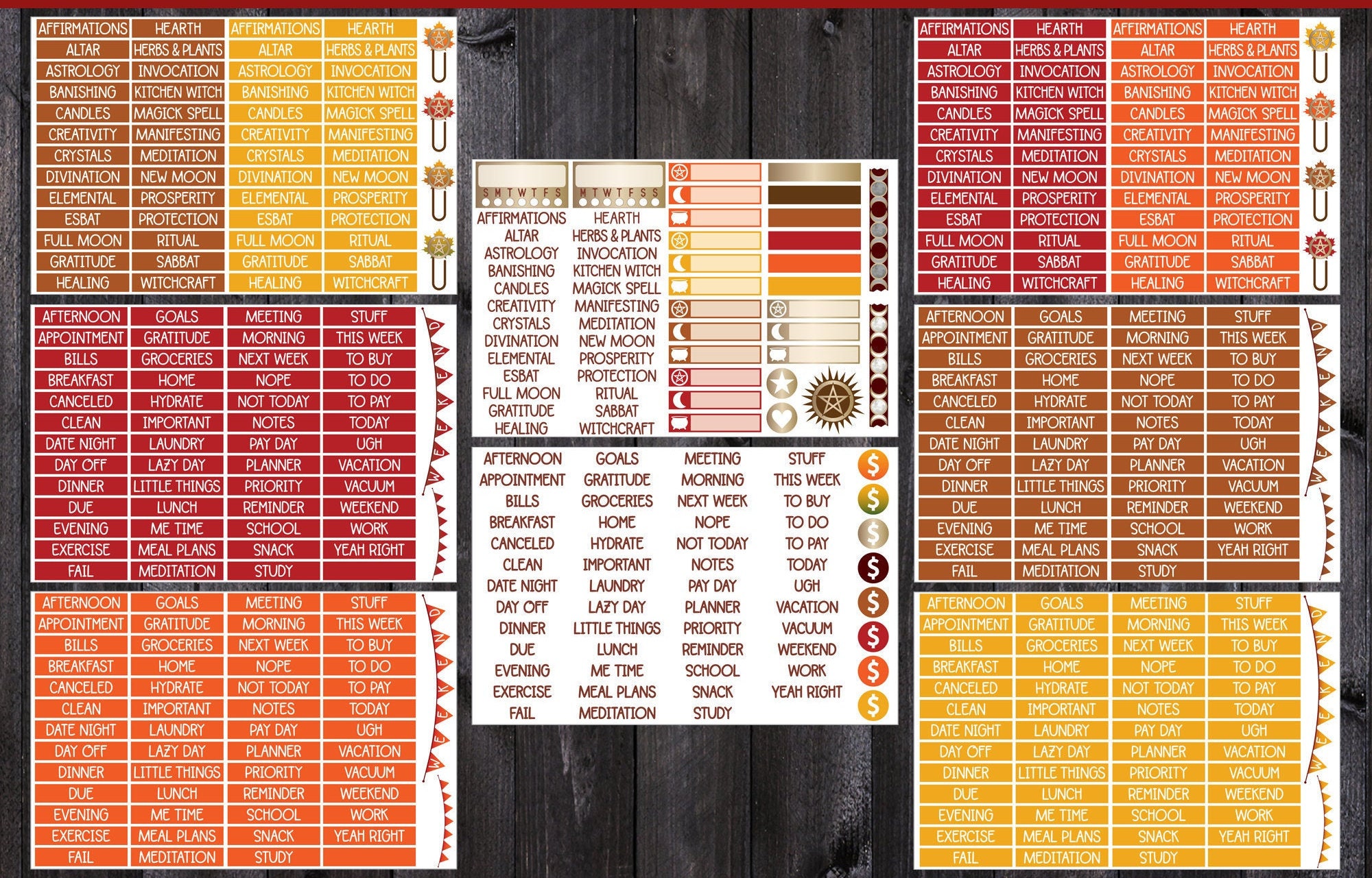 Digital Pagan Planner Stickers - Magickal Fall Leaves Mega Pack ...