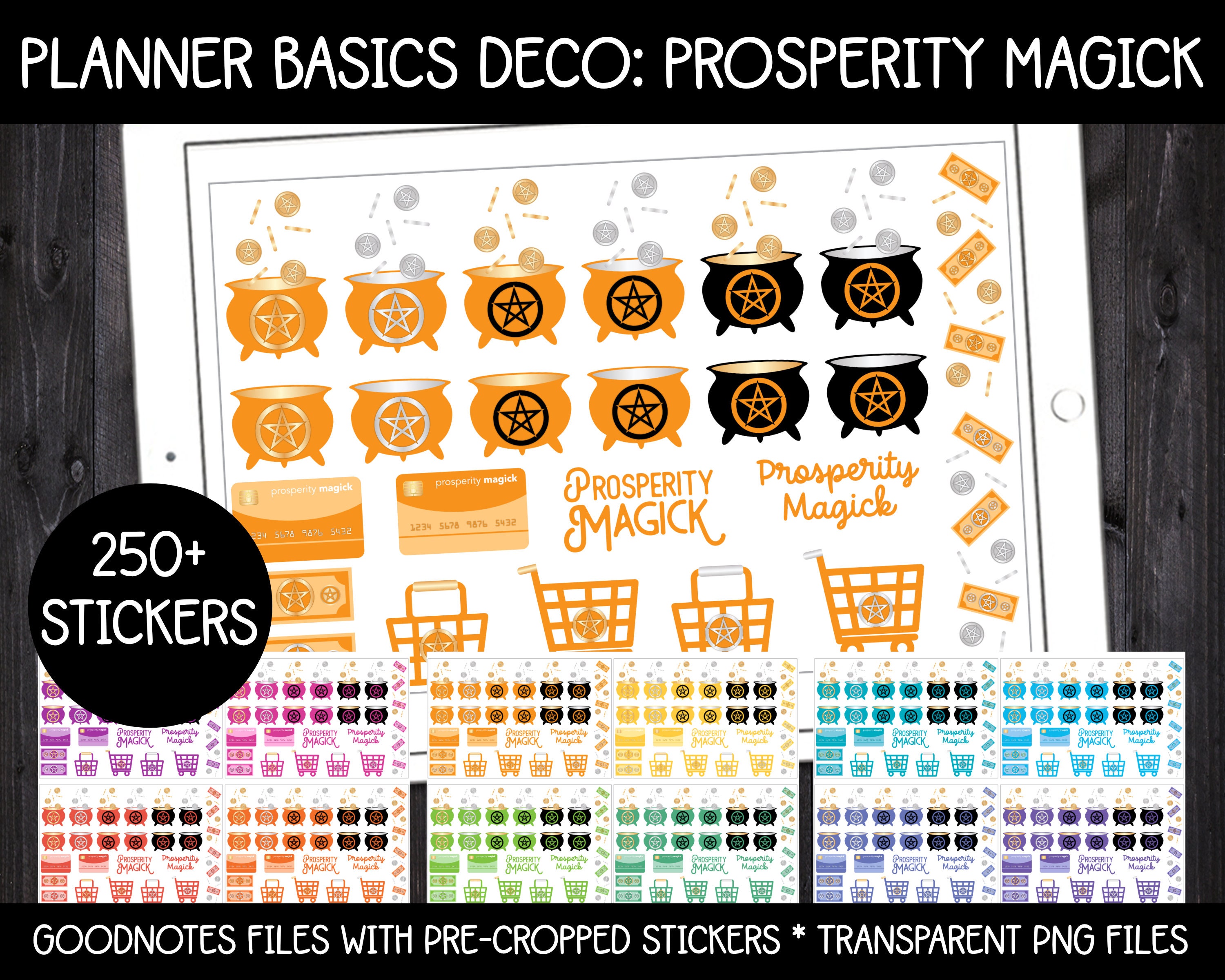 Digital Pagan Planner Stickers - Planner Basics Deco: Prosperity Magick ...