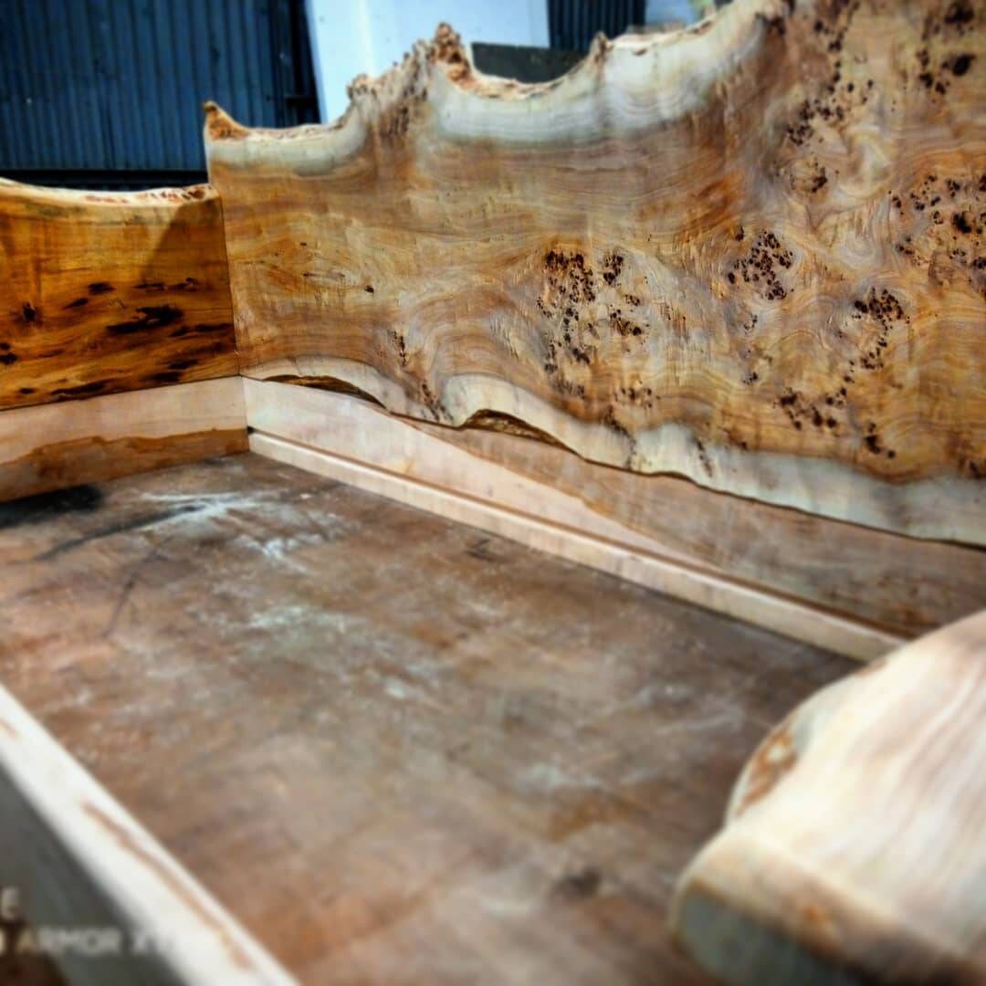 Daybed Single Rustic Bed With Large Live-edge Backboard, Armrest and ...