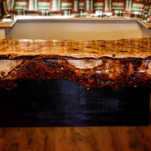 Live Edge, Solid Wooden Slab Computer / Office Desk With Black Metal ...