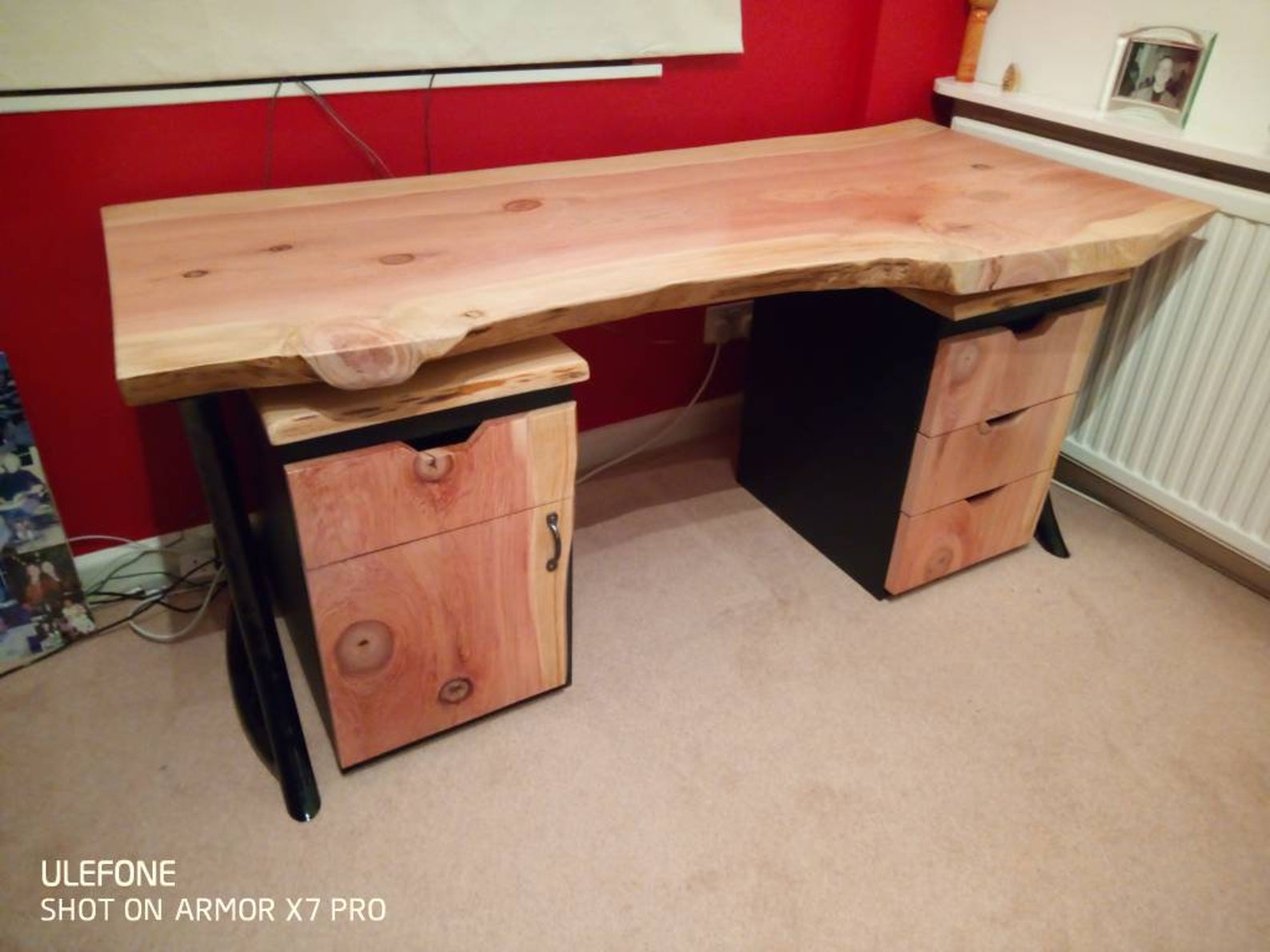 Home Office Desk With Live Edge Drawers Made From Solid | Etsy UK