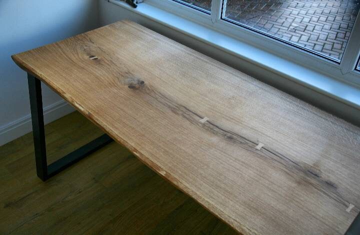 Live Edge Solid Wooden Slab Computer / Office Desk With Black | Etsy UK