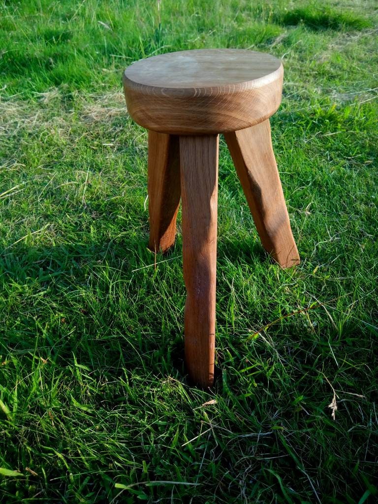 Solid Wooden Stool With Gnarled Timber Legs to Match Live-edge ...