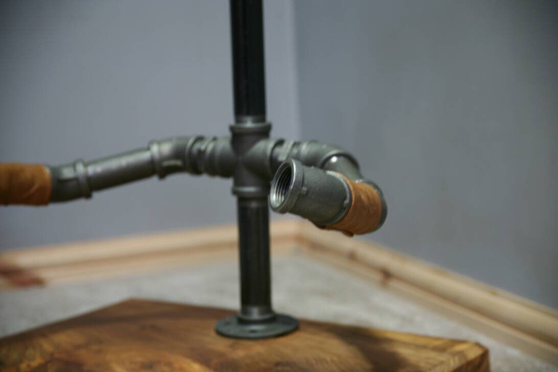 Industrial Guitar Stand With Metal Pipe Construction, Solid Wood Base ...