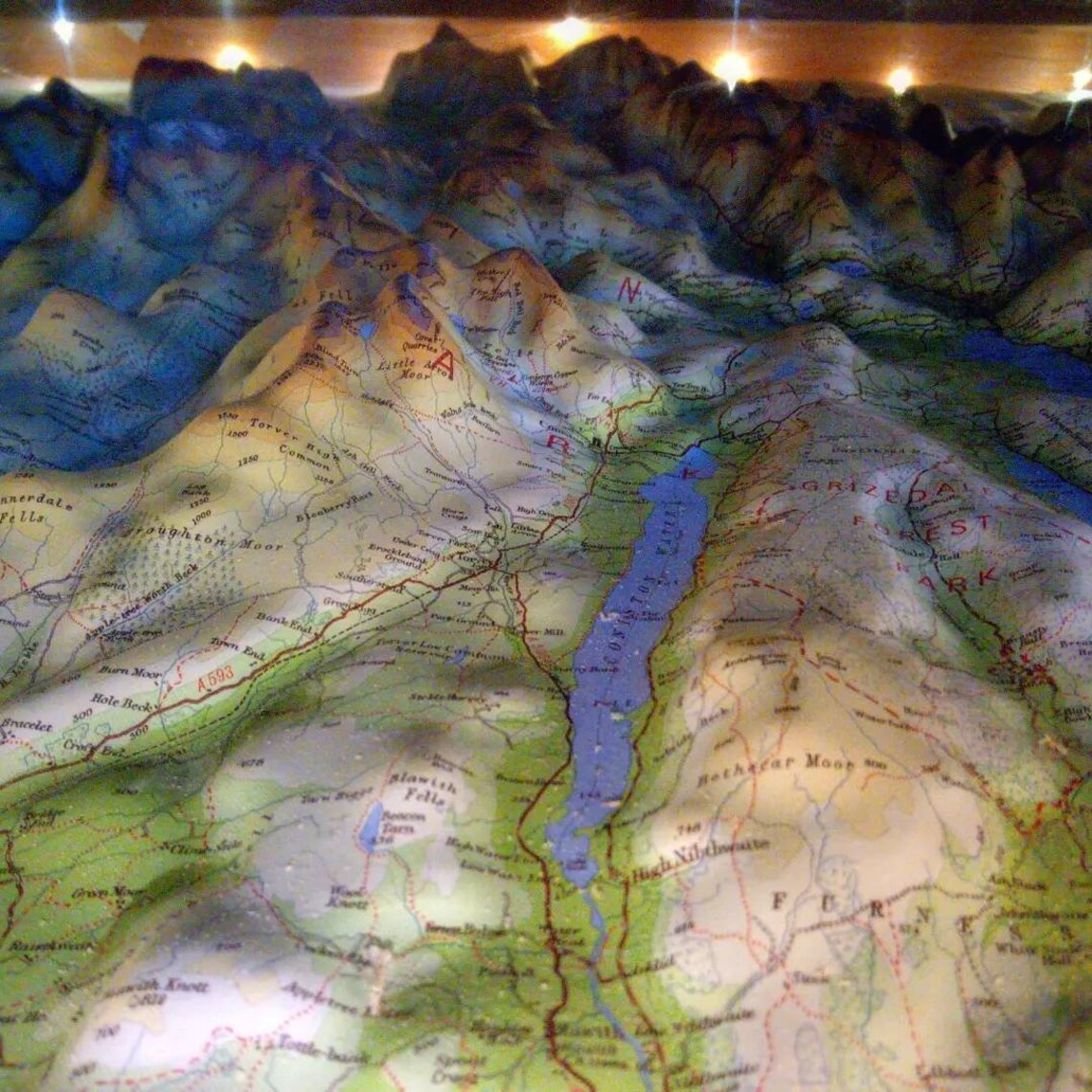 Solid Wood Coffee Table With a 3D Map Inset Under Glass and Backlit ...