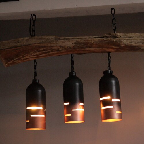 Rustic 3/5 Pendant Wooden Plank Light | Etsy UK