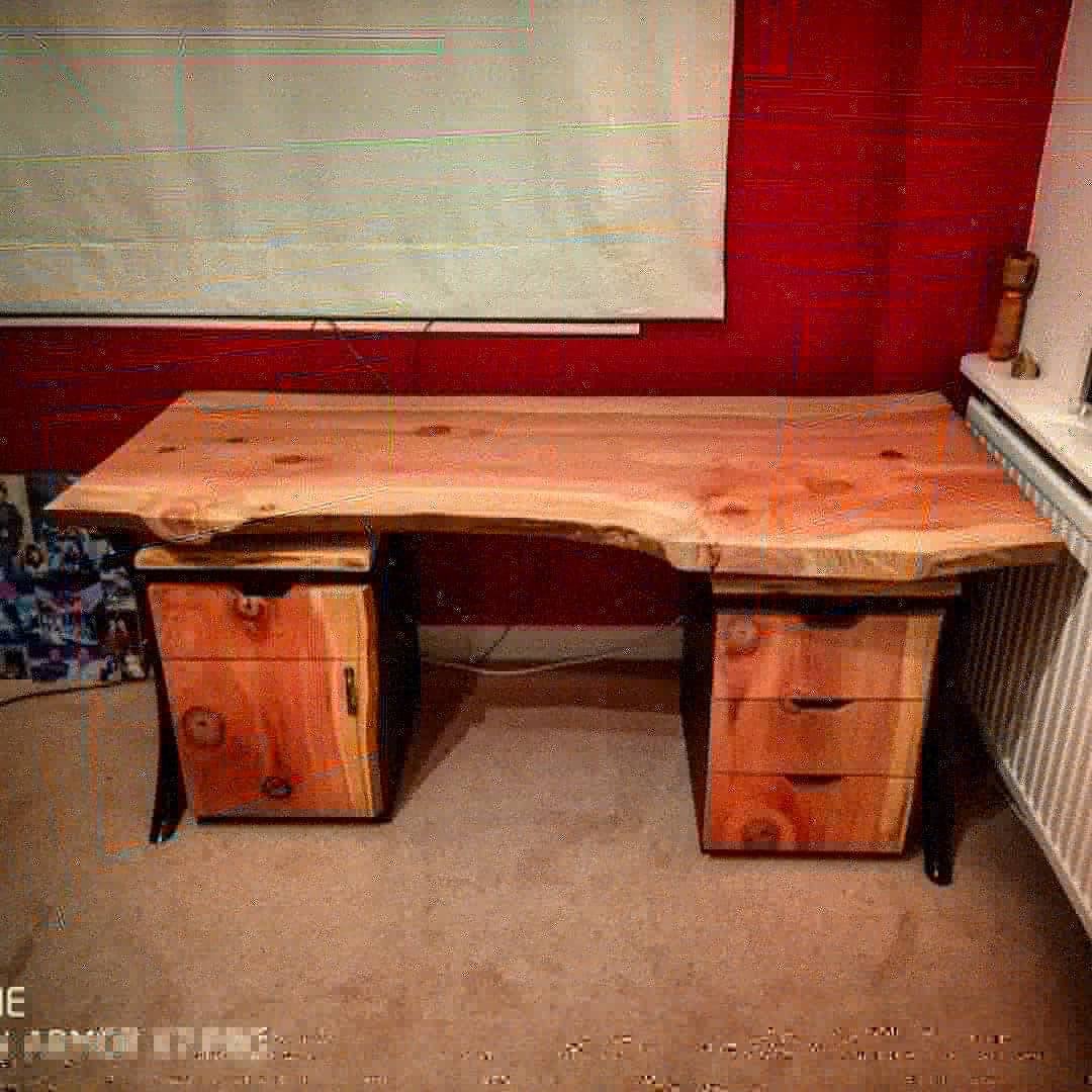 Home Office Desk With Live Edge Drawers Made From Solid - Etsy UK
