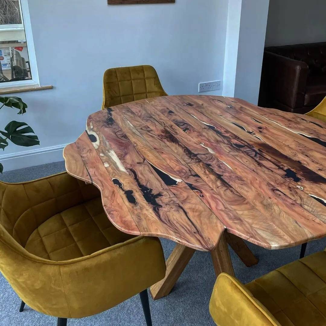Quirky Dining Table With Semi Live-edge Solid Yew Top and - Etsy UK