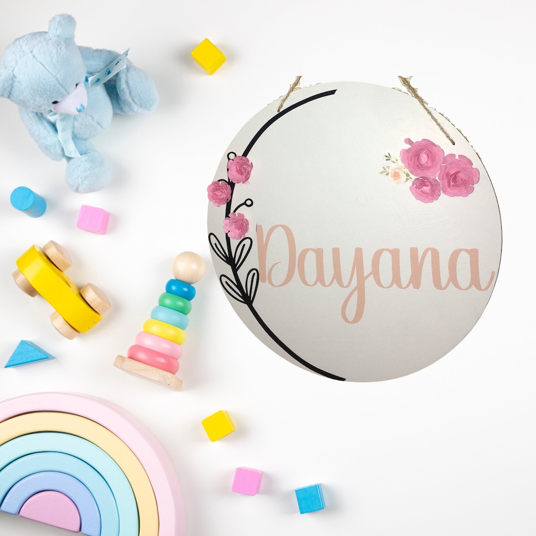 Personalize Name Girls Room Decor Nursery Name Sign With Flowers Baby ...