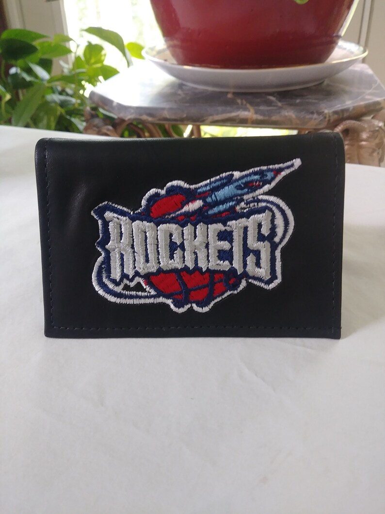 Houston Rockets Sports Trifold Wallet Leather Cowhide Wallet Old Logo ...