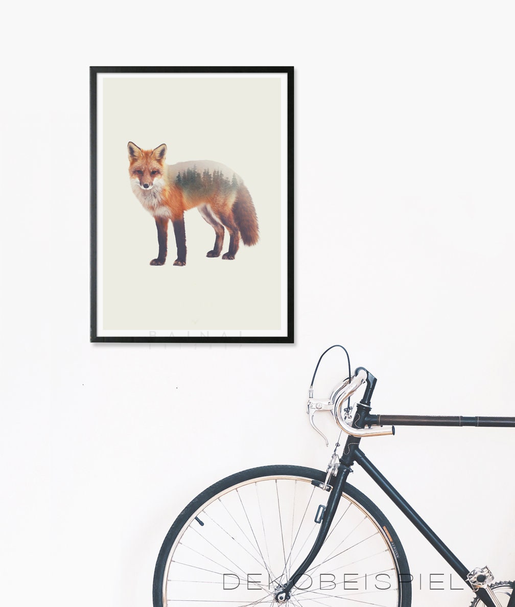 FOX & FOREST Kunstdruck Poster Bild Fuchs Tier Wald Natur | Etsy