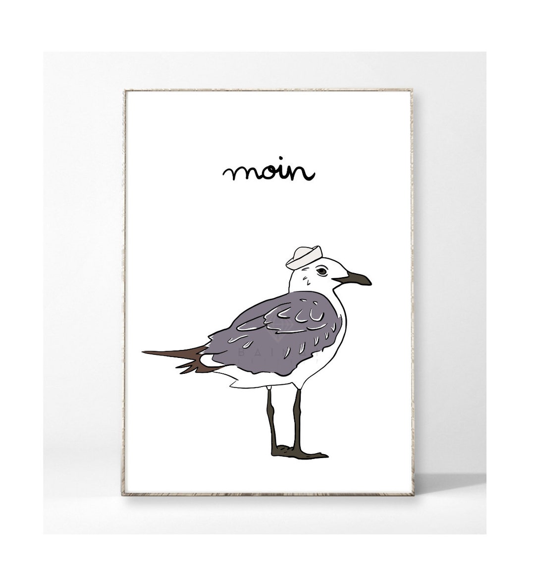 MOIN Art Print Poster Picture Typography Seagull Cursive Bathroom ...