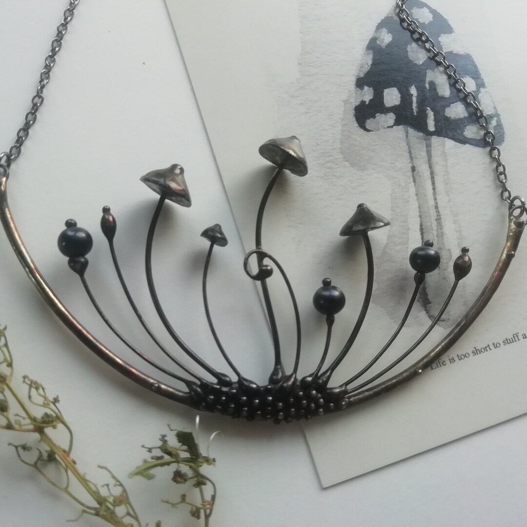 Forest Botanical Nature Jewelry Magic Mushrooms Necklace, Witchy Vibes ...