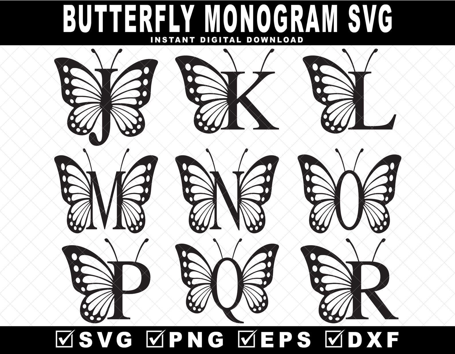 Butterfly Monogram Svg, Butterfly Svg, Butterfly Svg Bundle, Butterfly ...