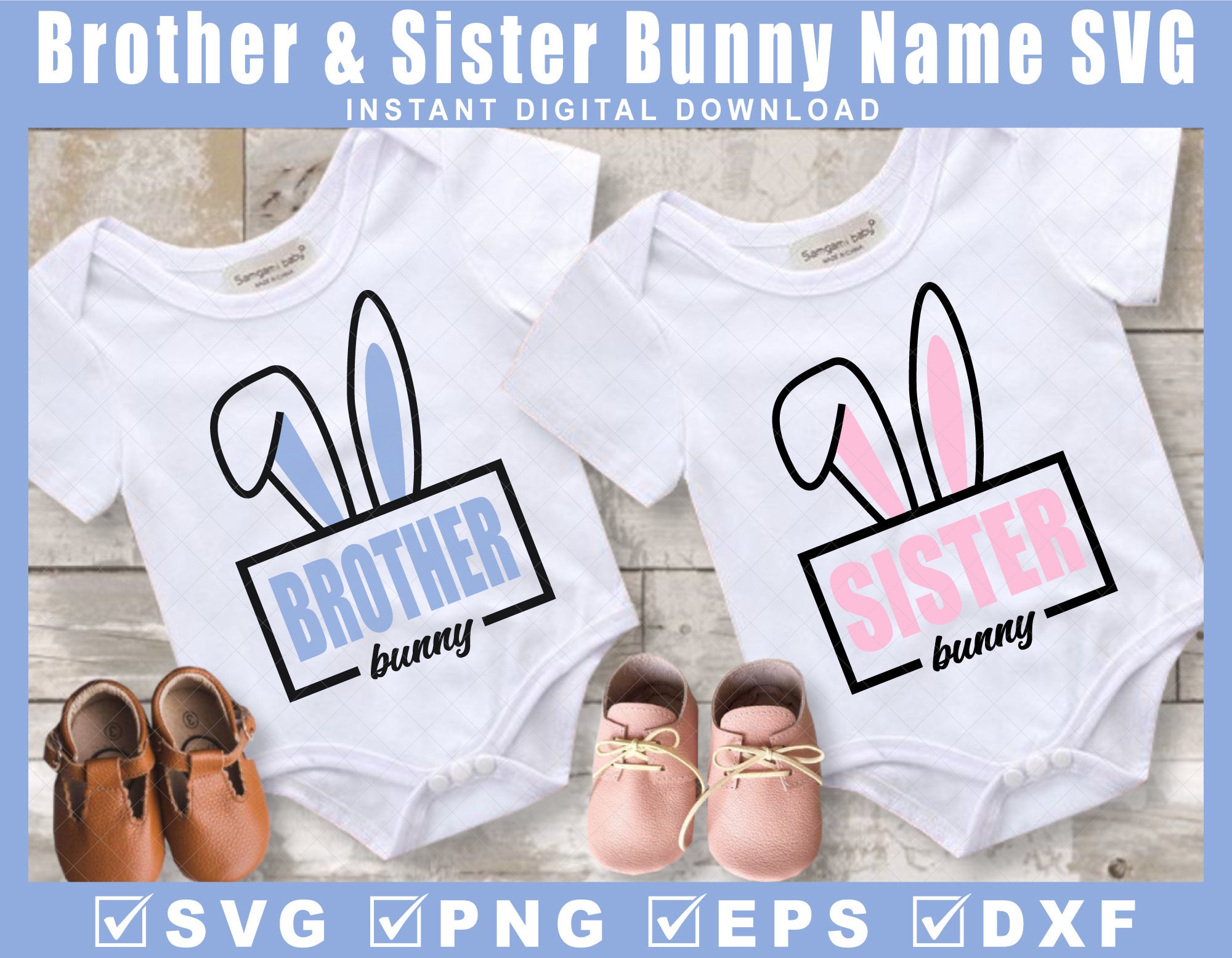 Brother Sister Bunny Name SVG, Easter SVG Bundle, Bunny SVG, Easter Svg ...