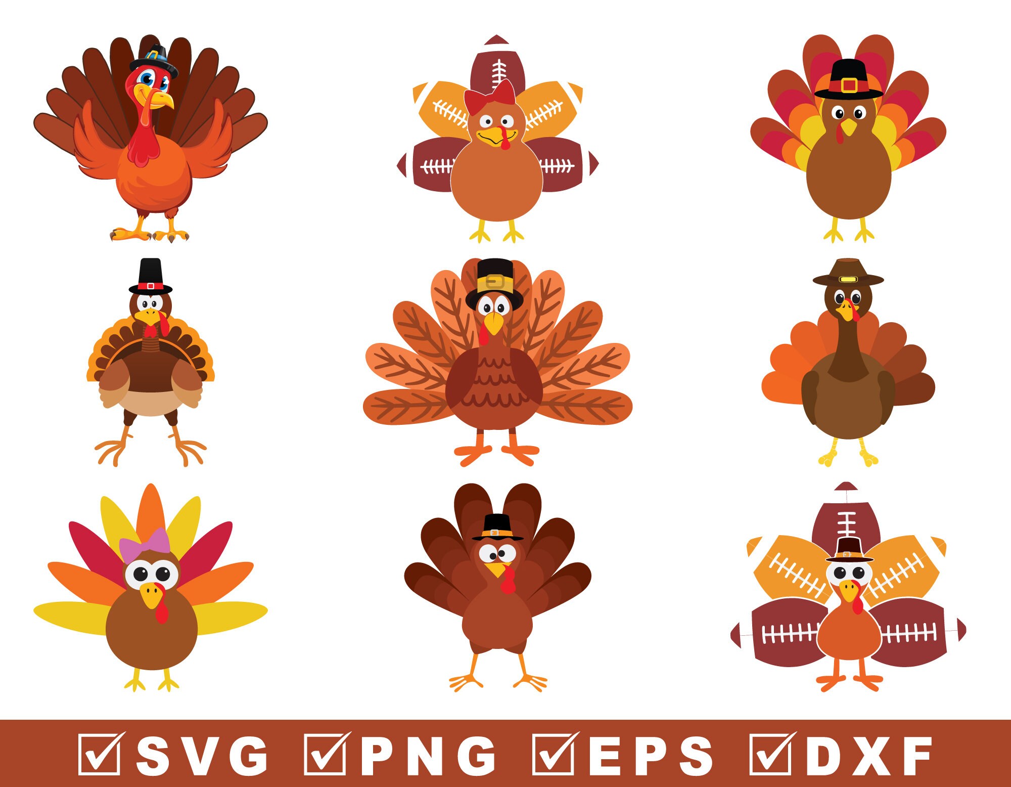 Thanksgiving Turkey SVG Bundle Turkey Face SVG Instant Digital - Etsy