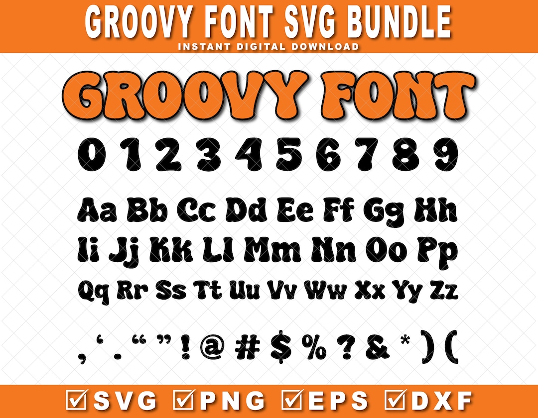 GROOVY SVG FONT, Retro Alphabet Svg, Vintage Font Svg, Groovy Alphabet ...