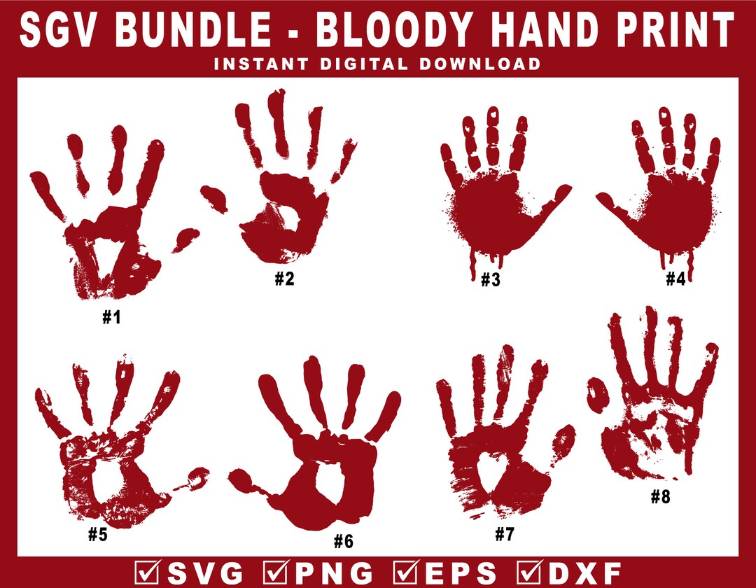 Bloody Hand Print SVG Bundle Halloween Decor Dripping Blood - Etsy