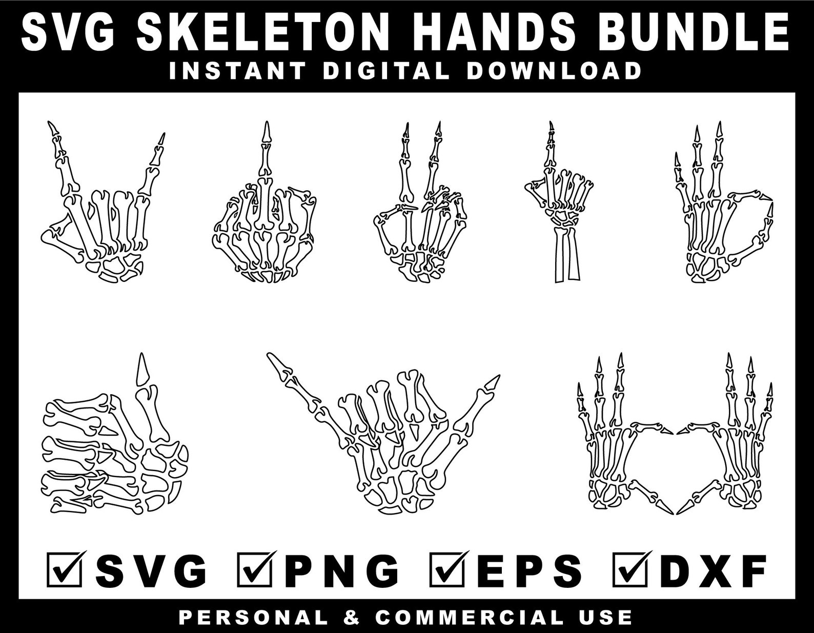 Skeleton Hand SVG Skeleton Peace Sign Skull Hand SVG Halloween SVG ...