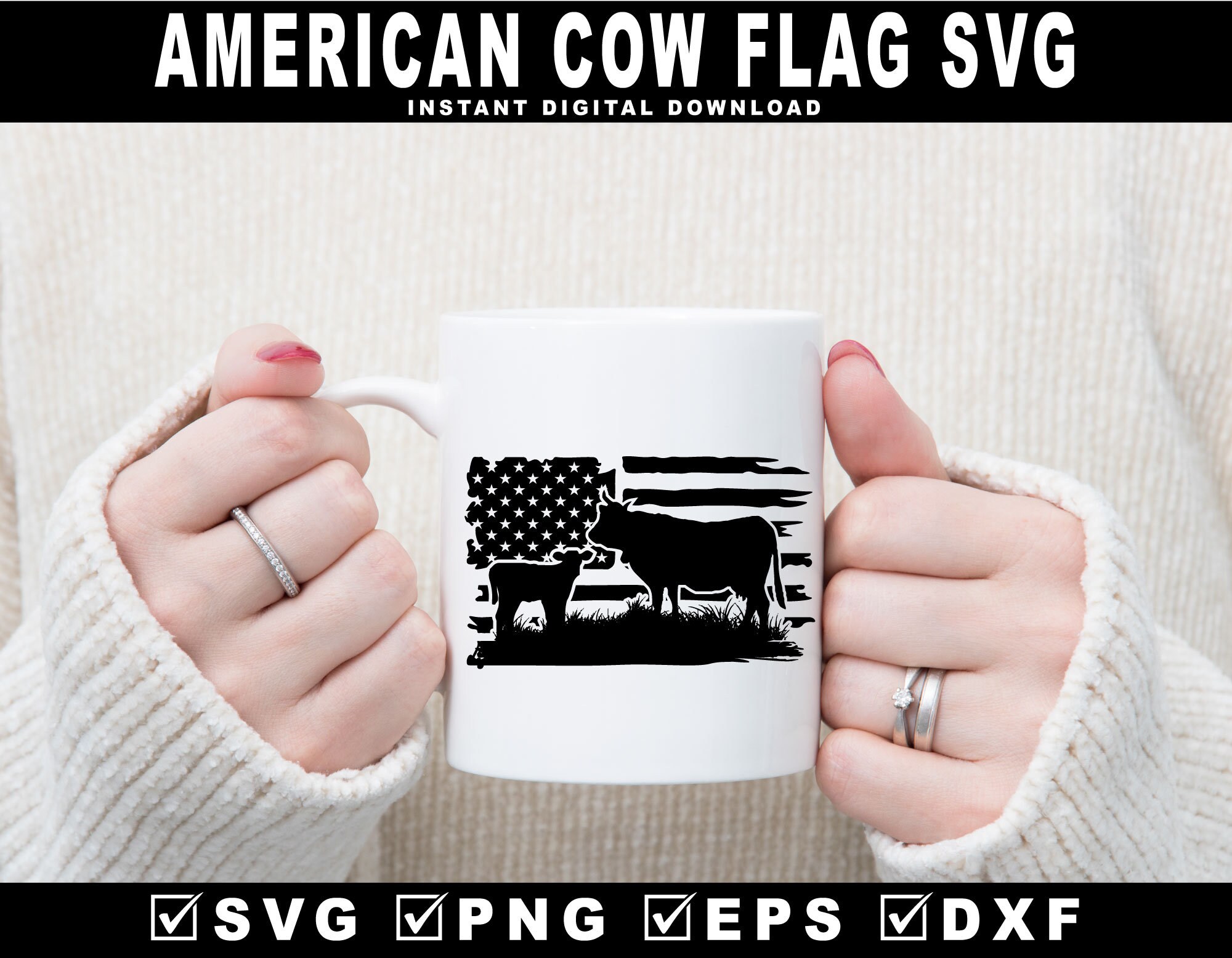 American Cow SVG PNG Eps Dxf Files for Cutting Machines, Digital ...