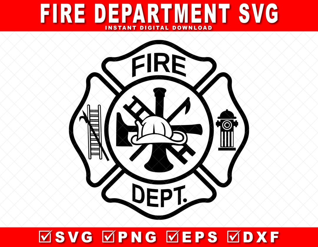 Fire Department SVG Maltese Cross Emblem, Firefighter Fireman Fire Dept ...