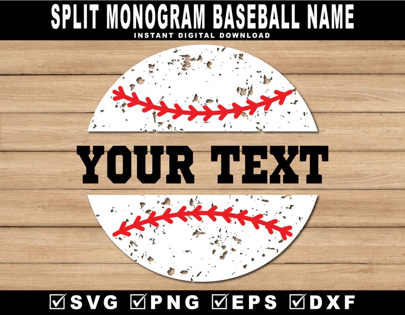 Split Baseball Monogram Name SVG EPS PNG Dxf Files for Cutting Machines ...
