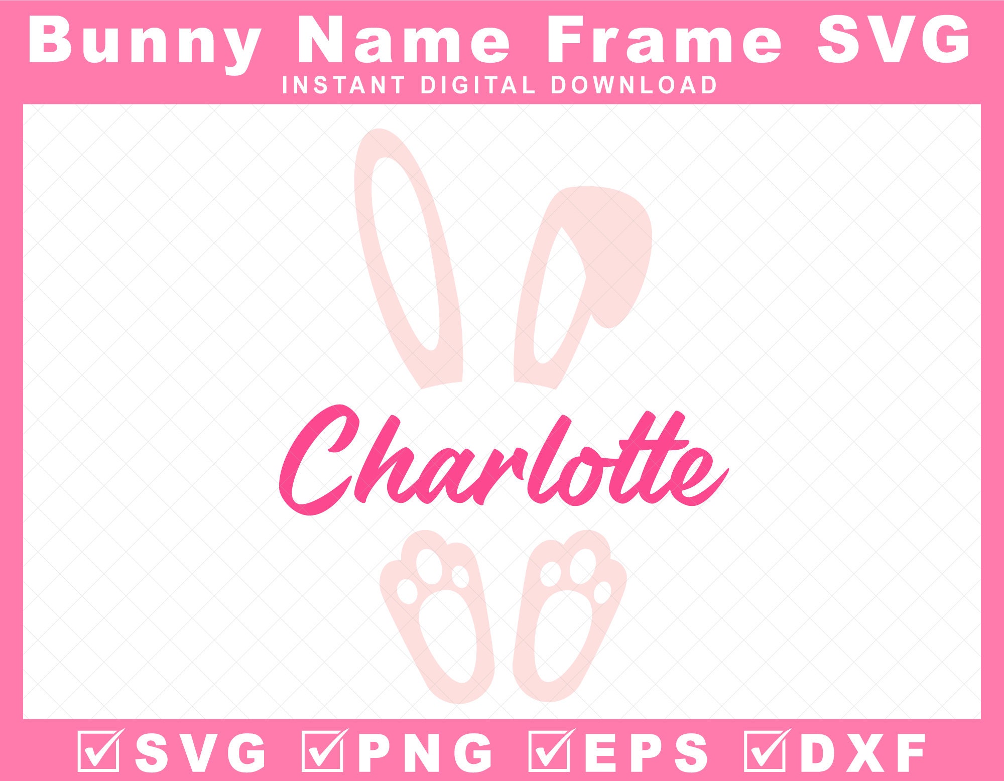 Bunny Name Frame SVG Silhouette Digital Download for Cricut Bunny SVG ...