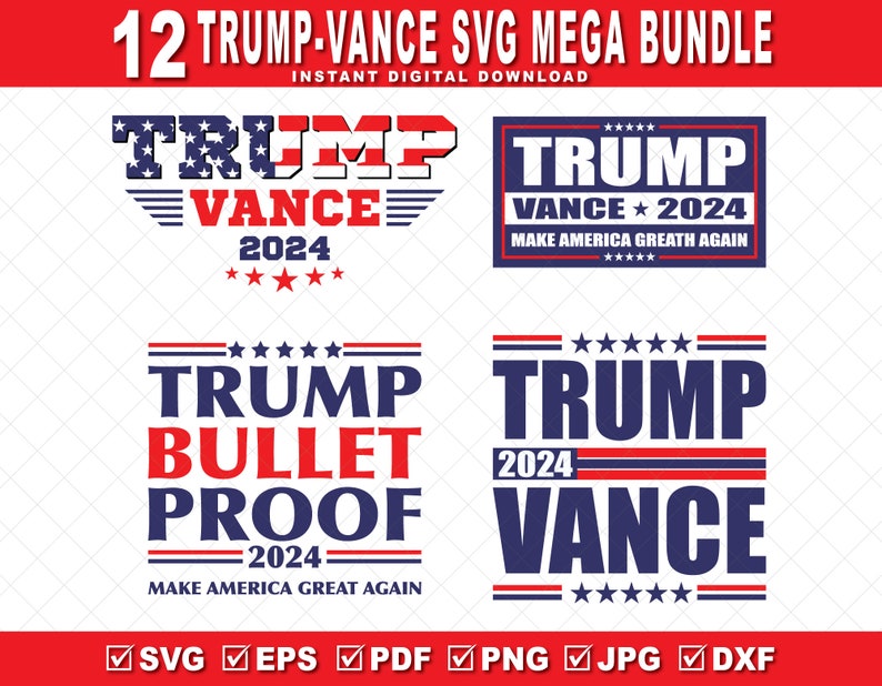 12 Trump Jd Vance 2024 SVG PNG Bundle, Vance Vice President Trump Fight ...