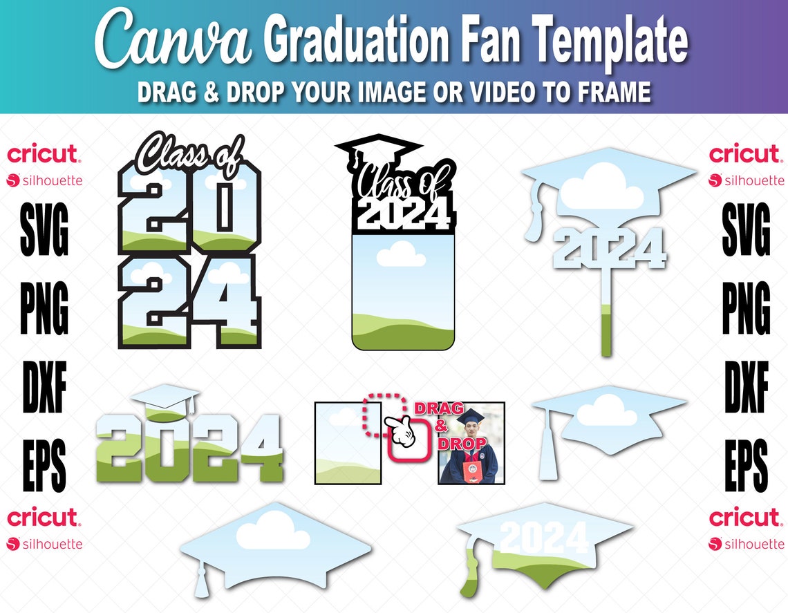30 Grad Paddle Fan Canva Editable Template Bundle, Custom Grad Fan SVG ...