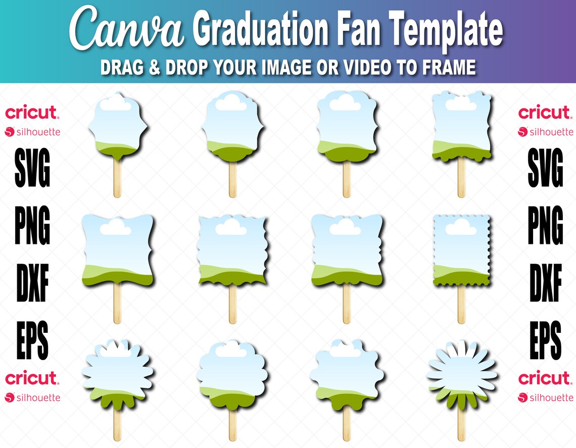 30 Grad Paddle Fan Canva Editable Template Bundle, Custom Grad Fan SVG ...