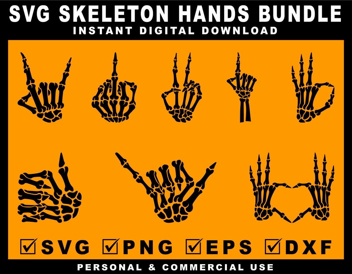 Skeleton Hand SVG Skeleton Peace Sign Skull Hand SVG - Etsy
