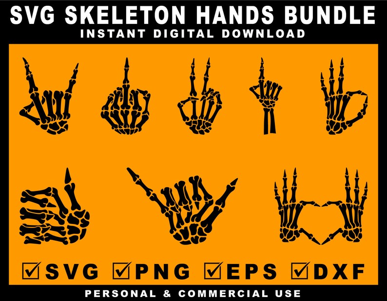 Skeleton Hand SVG | Skeleton Peace Sign | Skull Hand SVG | Halloween ...