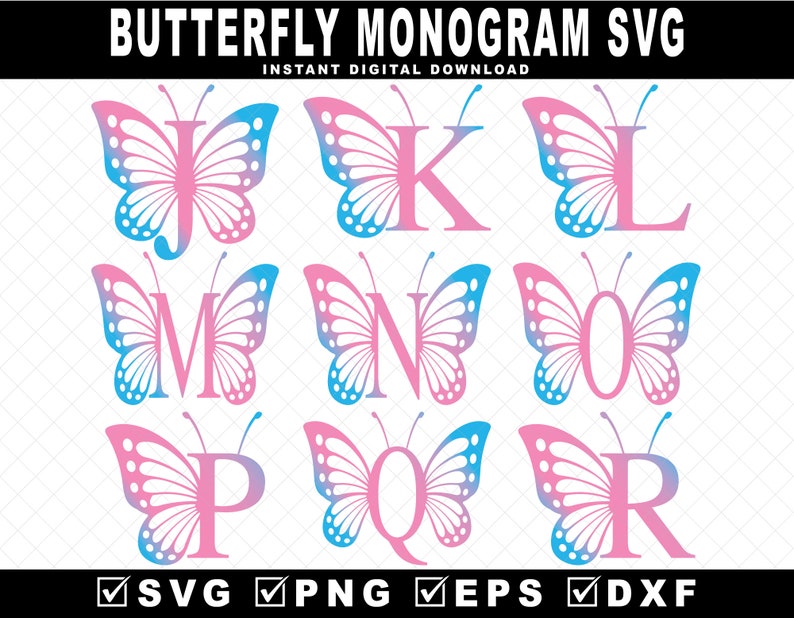 Butterfly Monogram Svg, Butterfly Svg, Butterfly Svg Bundle, Butterfly ...
