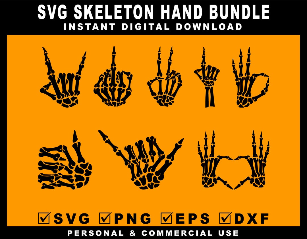 Skeleton Hand SVG | Skeleton Peace Sign | Skull Hand SVG | Halloween ...