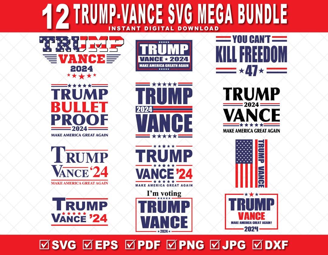 12 Trump Jd Vance 2024 SVG PNG Bundle, Vance Vice President Trump Fight ...
