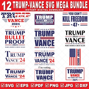 12 Trump Jd Vance 2024 SVG PNG Bundle, Vance Vice President Trump Fight ...