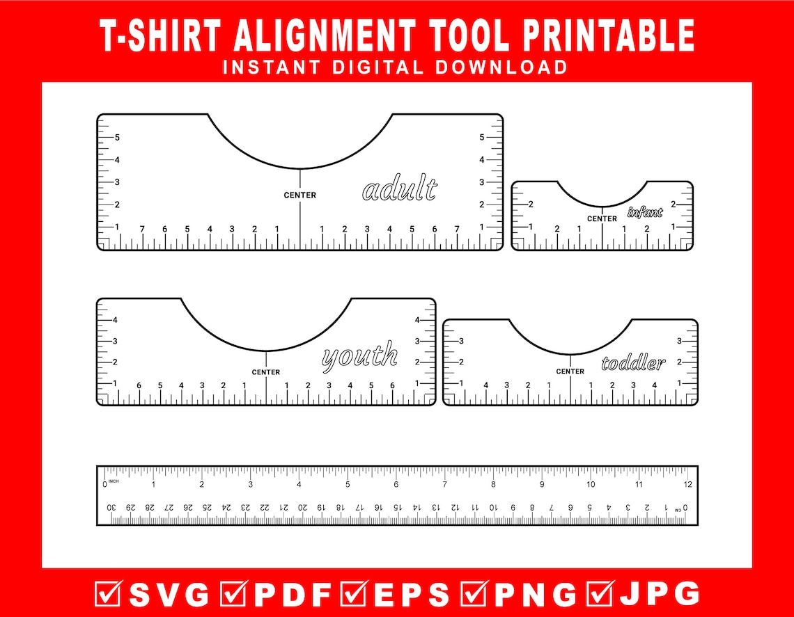 T-shirt Alignment Tool Printable, Tshirt Ruler SVG Bundle T Shirt Ruler ...