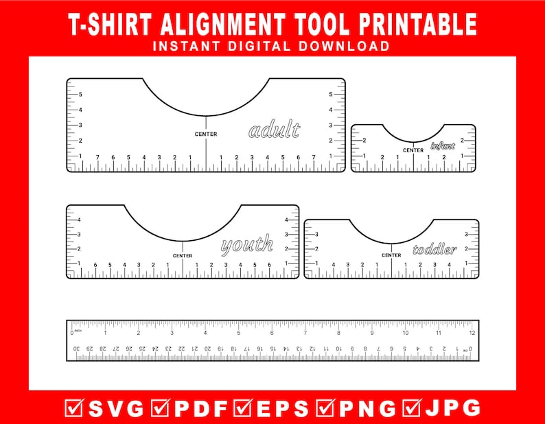 T-shirt Alignment Tool Printable, Tshirt Ruler SVG Bundle T Shirt Ruler ...