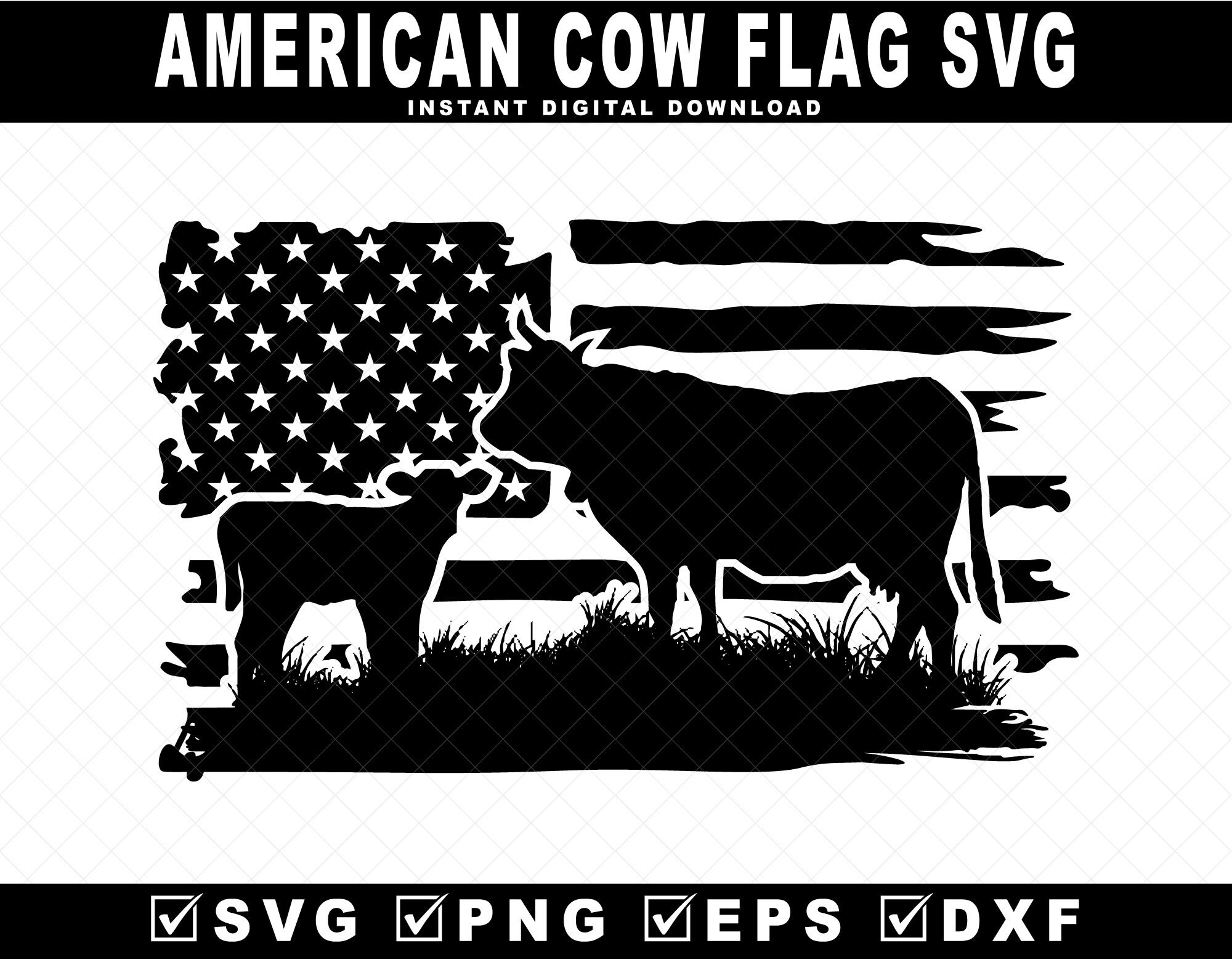 American Cow SVG PNG Eps Dxf Files for Cutting Machines, Digital ...