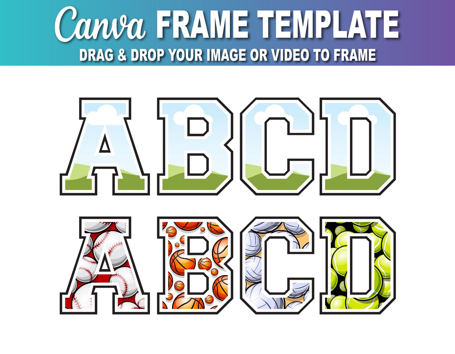 Canva Alphabets Template, Canva Alphabet Font Frame Template, Your Own ...