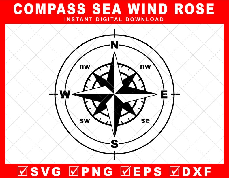 Compass SVG Compass Silhouette Nautical Svg Cardinal Points | Etsy