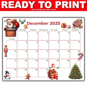 2025 Kids Calendar Printable PDF, Canva Editable, Homeschool Planner ...