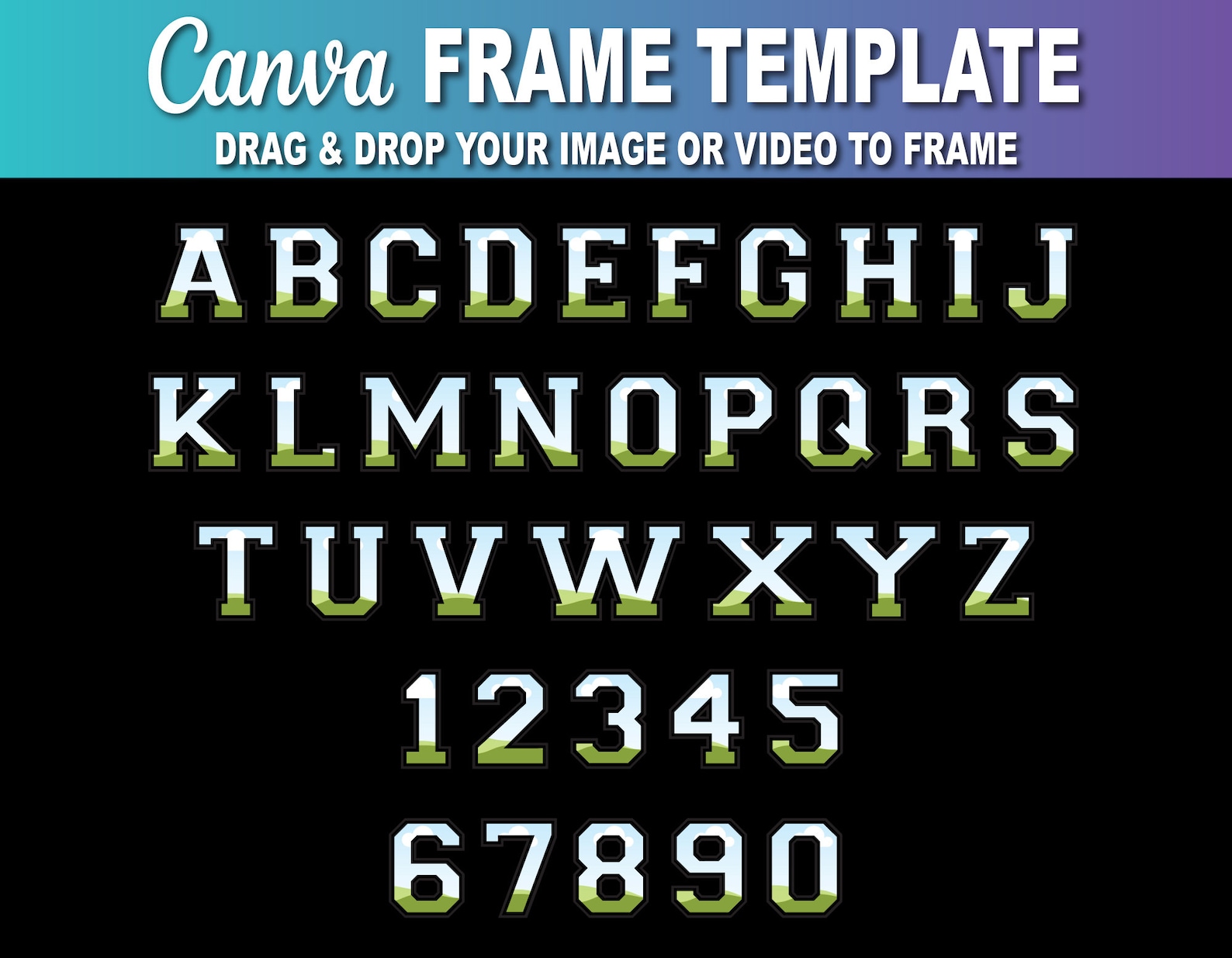 Canva Alphabets Template, Canva Alphabet Font Frame Template, Your Own ...