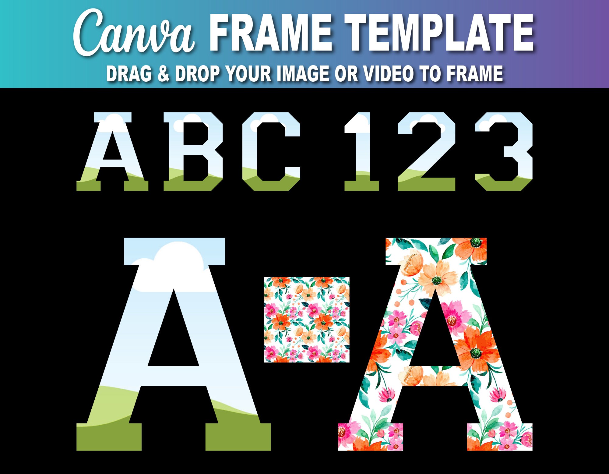Canva Alphabets Template, Canva Alphabet Font Frame Template, Your Own ...