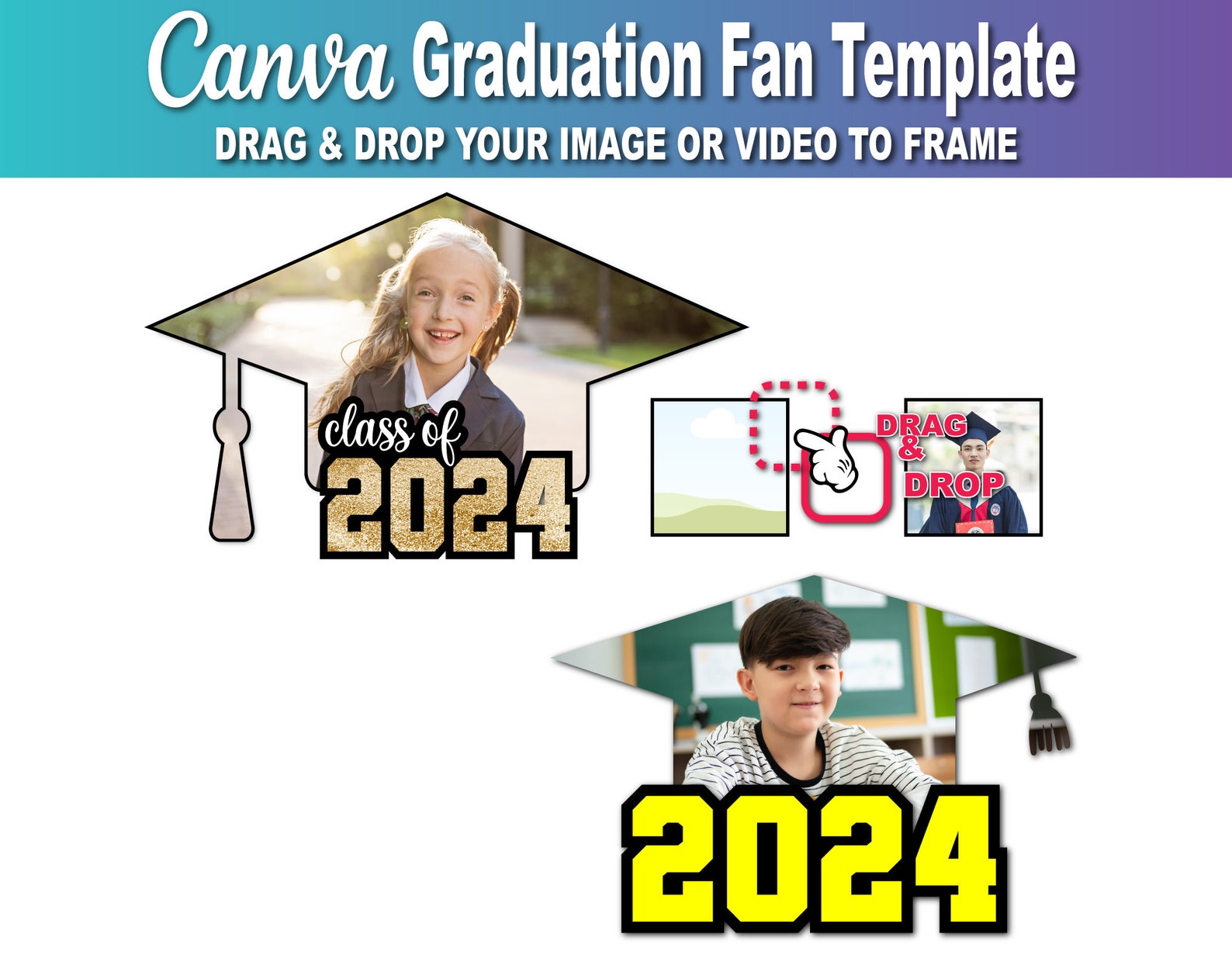 30 Grad Paddle Fan Canva Editable Template Bundle, Custom Grad Fan SVG ...