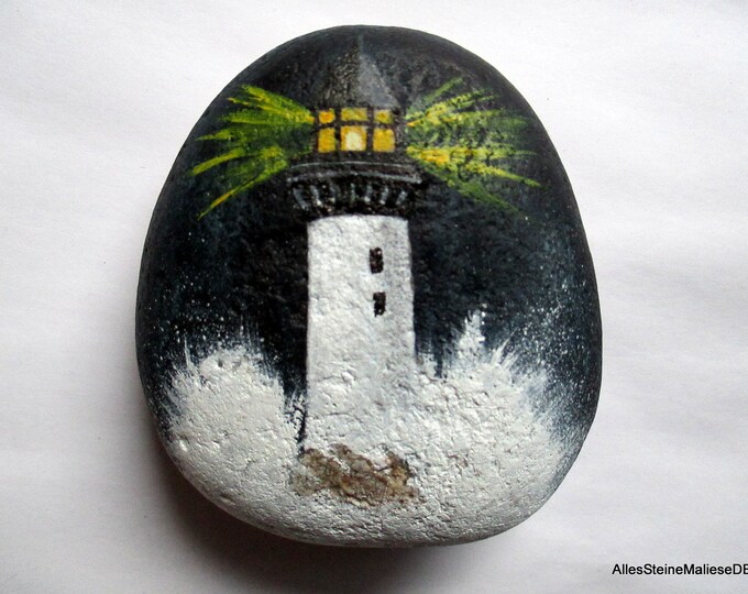 Decorative Stone, Lighthouse at Night, Painted Stones, Stone Art, - Etsy