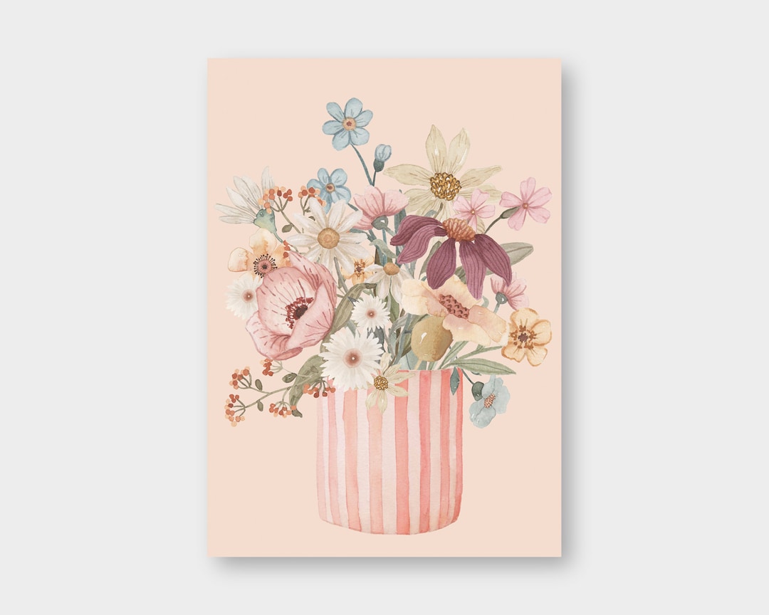 Postcard "pink Vase" DIN A6 / PK_50 / Recycled Cardboard / Climate ...
