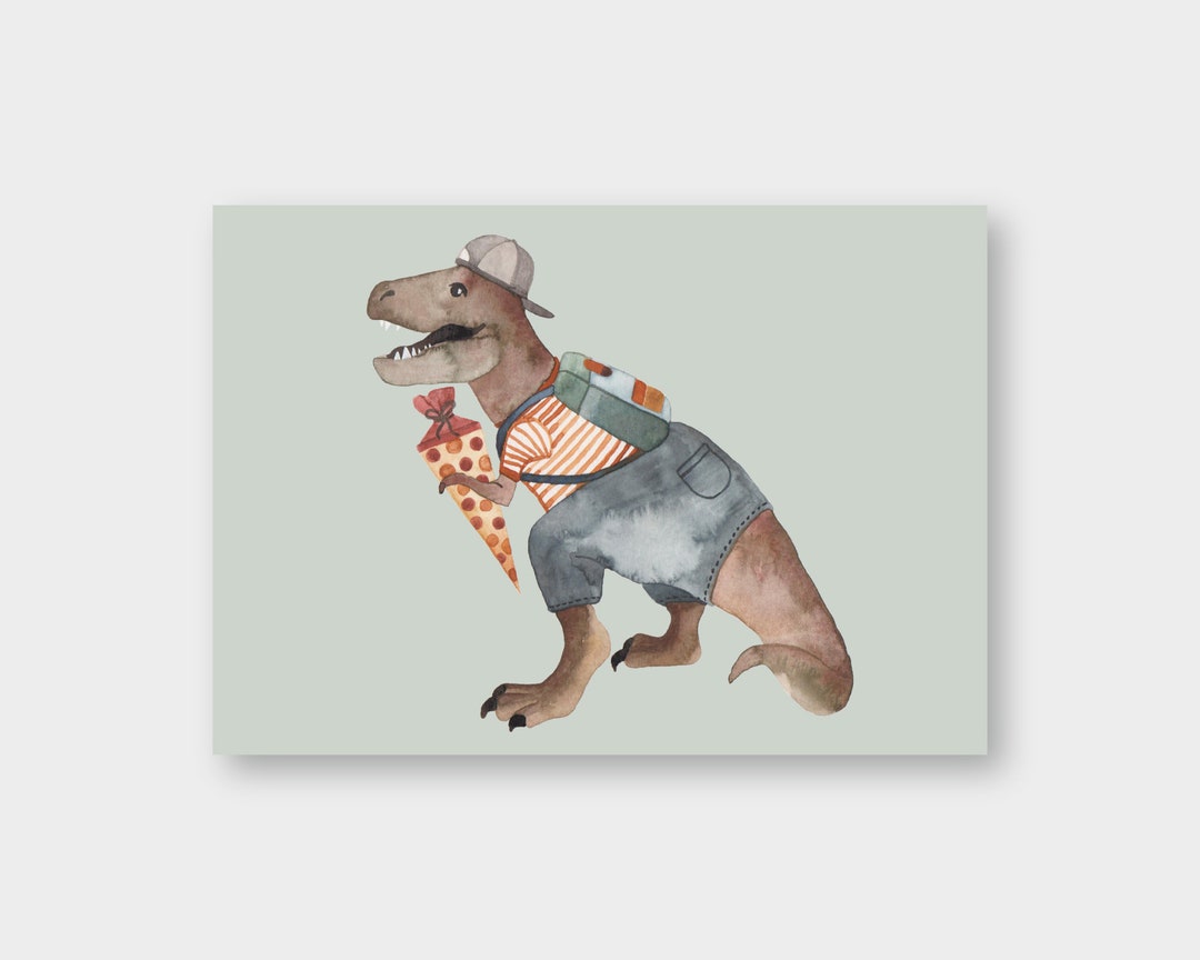 Postcard "dino-school Enrollment" DIN A6 / PK_40 / Dino / School ...