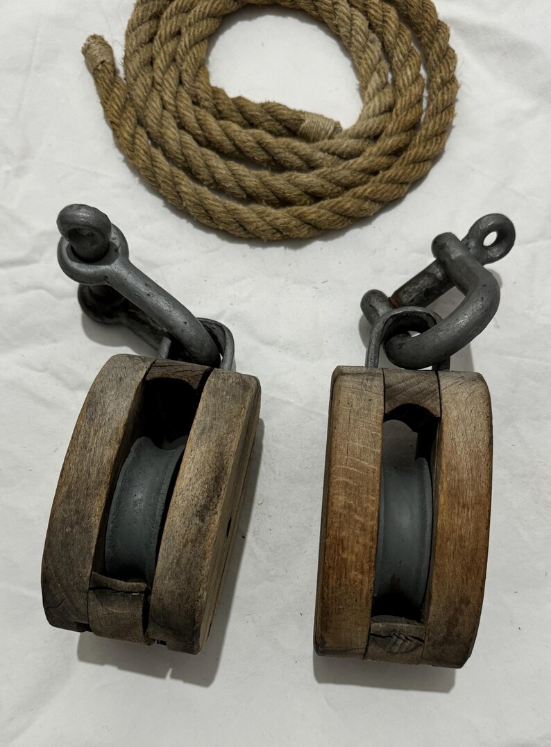 Antique Ship Block Ship Roller Wooden Rigging Block Tackle Pulley Block ...