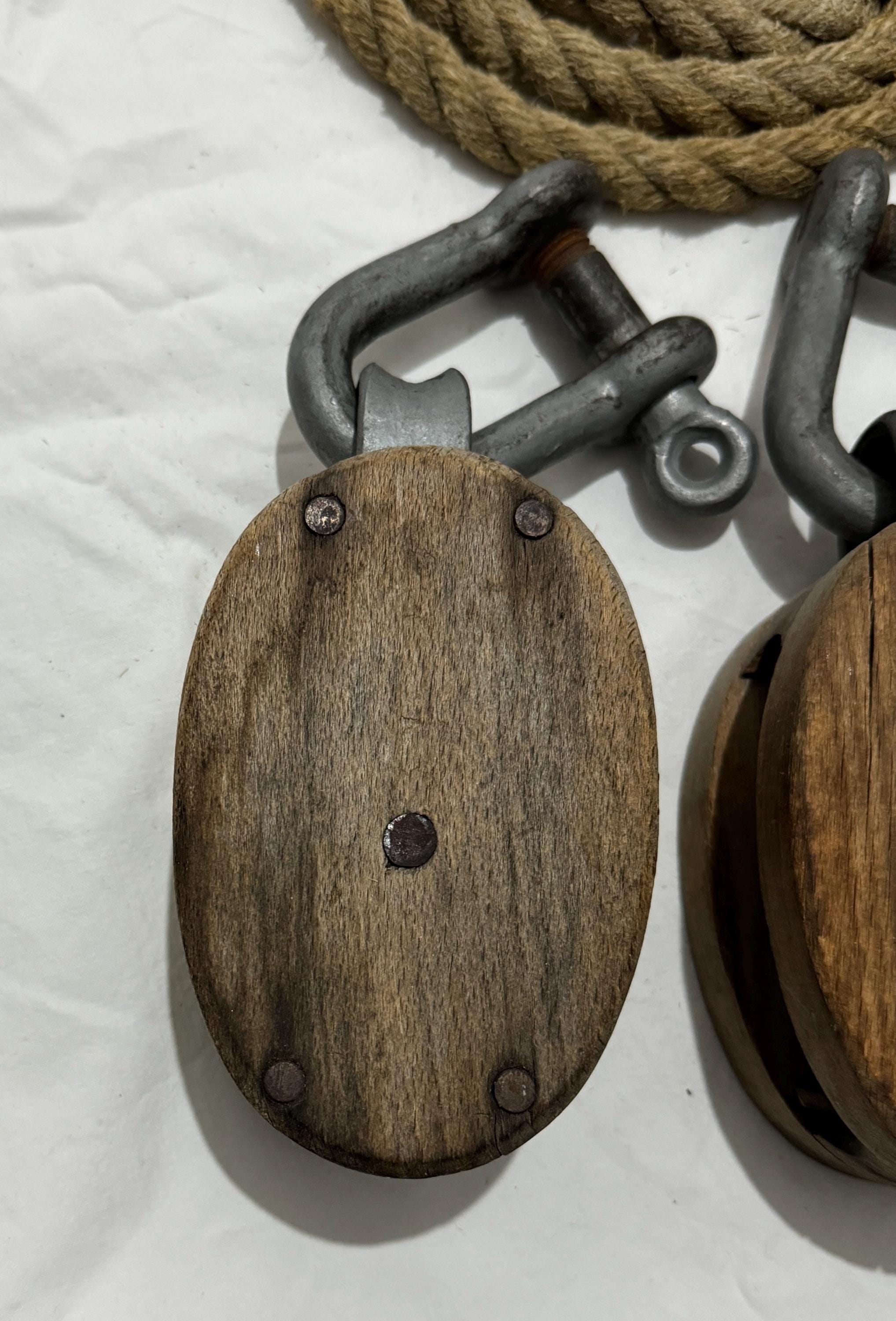 Antique Ship Block Ship Roller Wooden Rigging Block Tackle Pulley Block ...